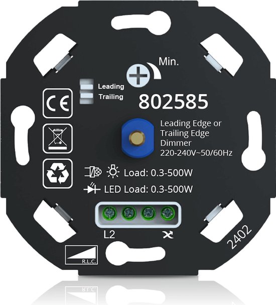 LED Dimmer - 0,3W tot 500W | Universele LED Dimmer - Led Dimmer Inbouw ...