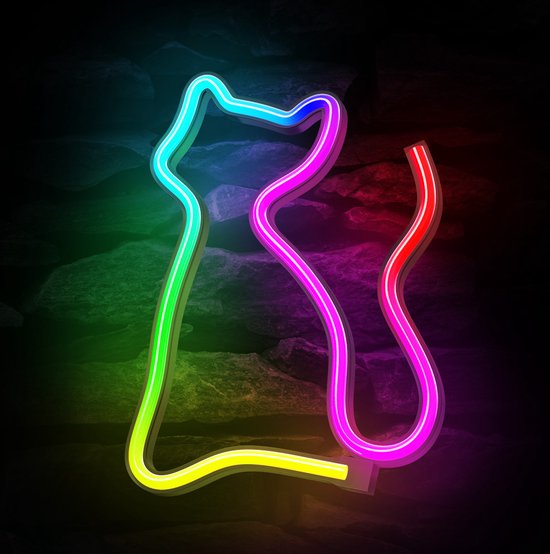 Neon LED RGB Kat - Lamp - Wandlamp - bureaulamp - Kat - Cat - LED - RGB ...