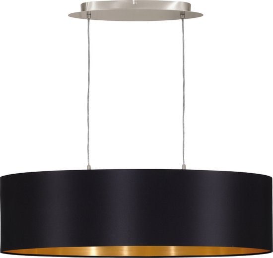 EDI light Maserlo - Hanglamp - 2 Lichts - 78cm - Nikkel-Mat - Zwart ...