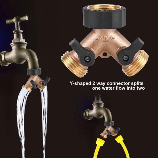 Zwaar messing Y-vorm waterconnector draad 3/4 - tuinslang splitter adapter - 2-weg... | bol