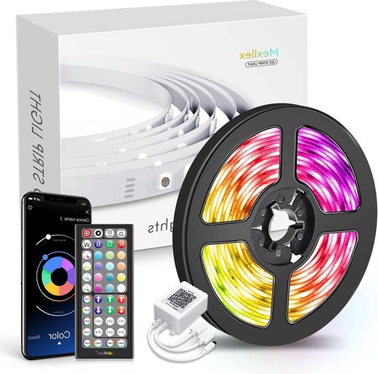 LED strip lights 15 m music sync color changing RGB - remote controlled ...