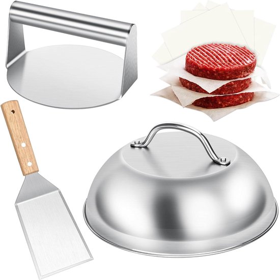 Smash Burgerset 4 delige hamburgerset roestvrij staal - burgerpers - 50 ...