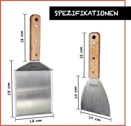 Grillspatel met beukenhouten handvat - Smash Burgers - roestvrij staal ...