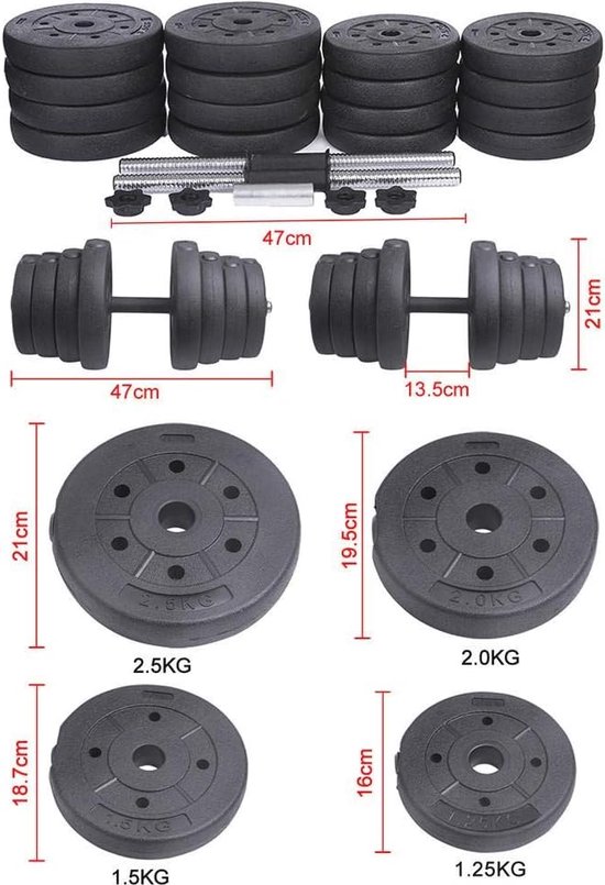 Korte Halters Set 30 kg met Halterschijven en Stangen - Perfect voor ...