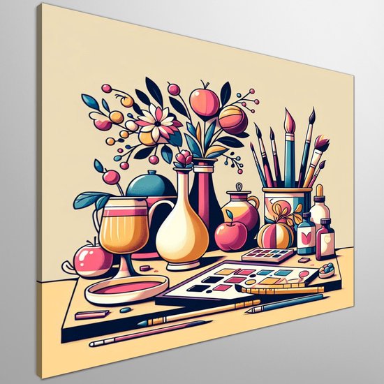 Acryl stilleven schilderij | Vibrant Still Life Expressing Serenity ...