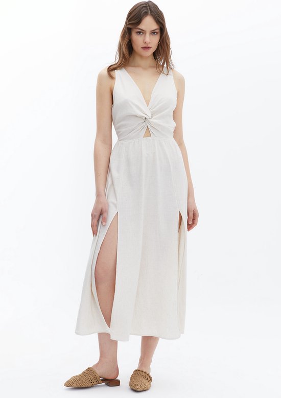 OXXO Linen Blended Long Dress Größe M Natural | bol