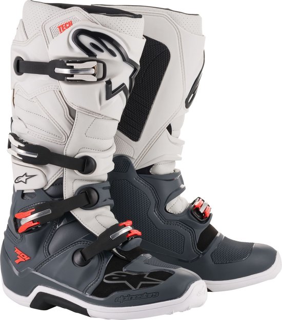 Alpinestars Tech 7 Enduro Ligh Gray Dark Gray Bright Red US 7 - Maat ...