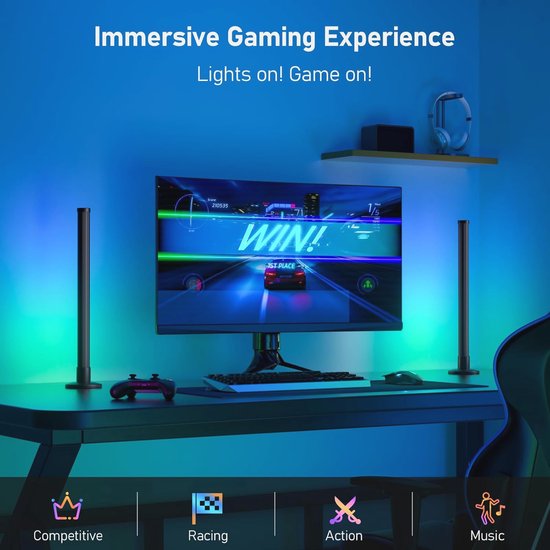 RGB Gaming LED Lichtbalk - 34 cm - 213 Modi - Muzieksynchronisatie ...