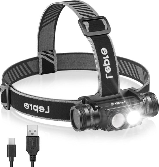 Oplaadbare hoofdlamp 2-in-1 afneembare koplamp IP65-waterdicht verstelbaar 6 modi... | bol