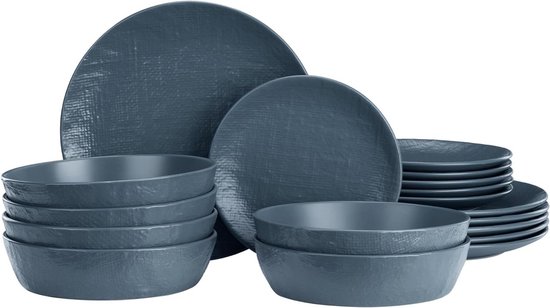 Aardewerk servies voor 6 personen - Serviesset 18-delig - Compact stapelbaar bordenset... | bol