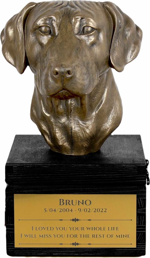 Urn hond met gravure en sculptuur van Rhodesian Ridgeback en African ...