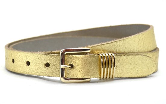Riem dames goud metallic - Metallic gouden riem - damesriem 100% leder ...