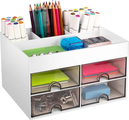 Desk Organiser Space-Saving with 4 Drawers - Multifunctional Organizer ...