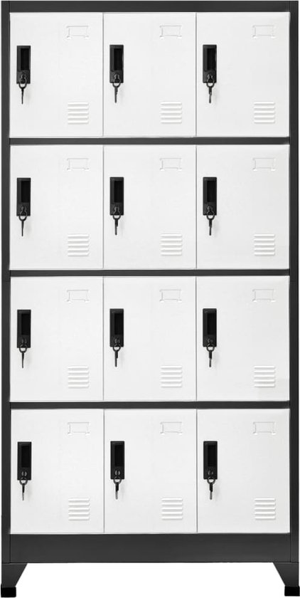 ModernLife' - Lockerkast 90x45x180 cm staal antracietkleurig en wit ...