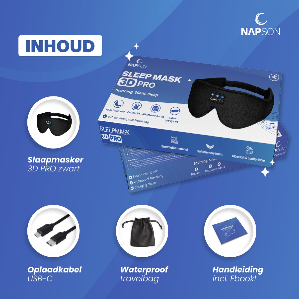 Napson Slaapmasker 3D PRO - Bluetooth Speakers - Traagschuim ...