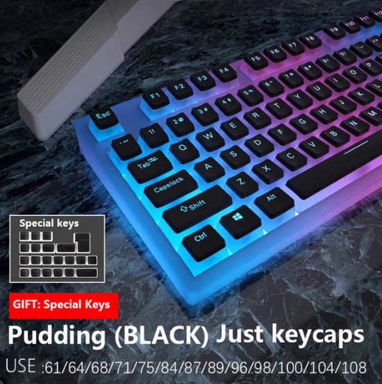 Pudding keycaps - Zwart - Keyboard - Gaming | bol.com