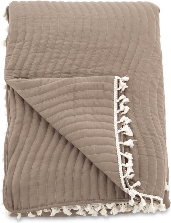 Lias sprei 260x260cm bruin, offwhite. | bol