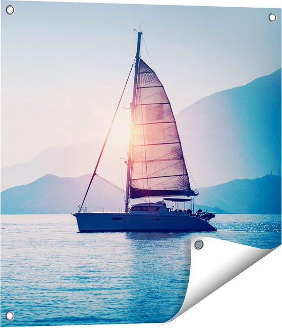 Gards Tuinposter Zeilboot bij Zonsondergang - 60x60 cm - Tuindoek - Tuindecoratie -... | bol