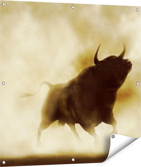 Gards Tuinposter Zwarte Stier in het Stoffige Rook - 90x90 cm ...