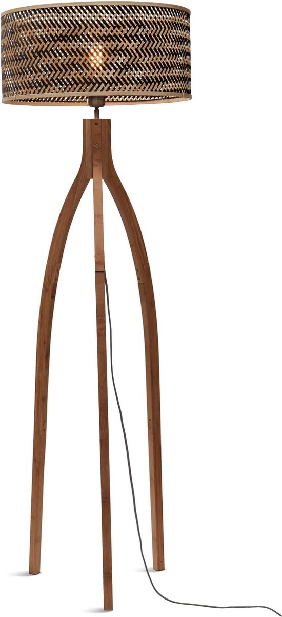 GOOD&MOJO Vloerlamp Java - Bamboe/Zwart - 50x50x145cm - Driepoot ...
