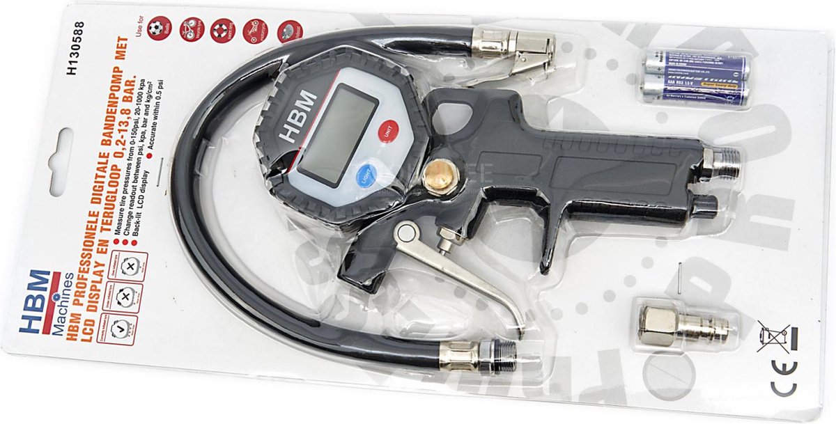 HBM digitale bandenpomp Met LCD Display 0,2 - 13,8 Bar | bol