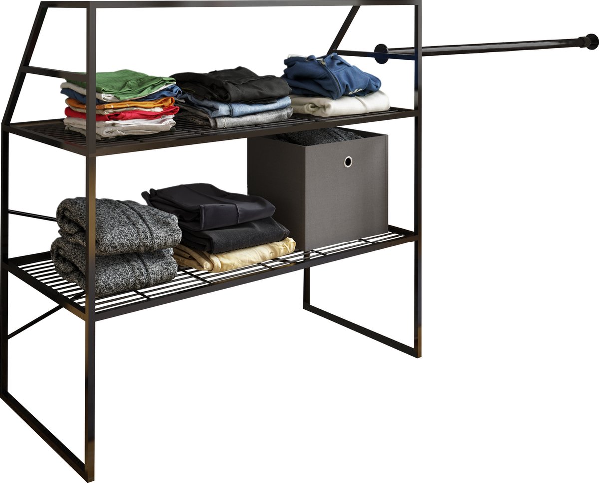 VCM Metalen open garderobe Inloop kledingrek Schuin dak plank Disal ...