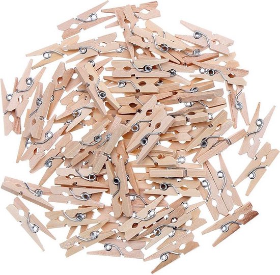 Grote set (500 stuks) mini wasknijpers uit hout (35 mm) | bol.com