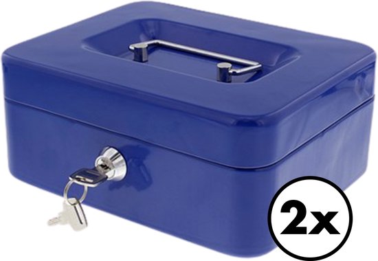 Geldkistje Met Sleutel Blauw – 2 Pack –Metalen Geldkluisje – Geldkist ...