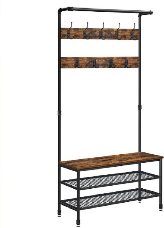 Kapstok - Garderobe - Kapstok met bankje - Robuust - Met pijpelementen ...