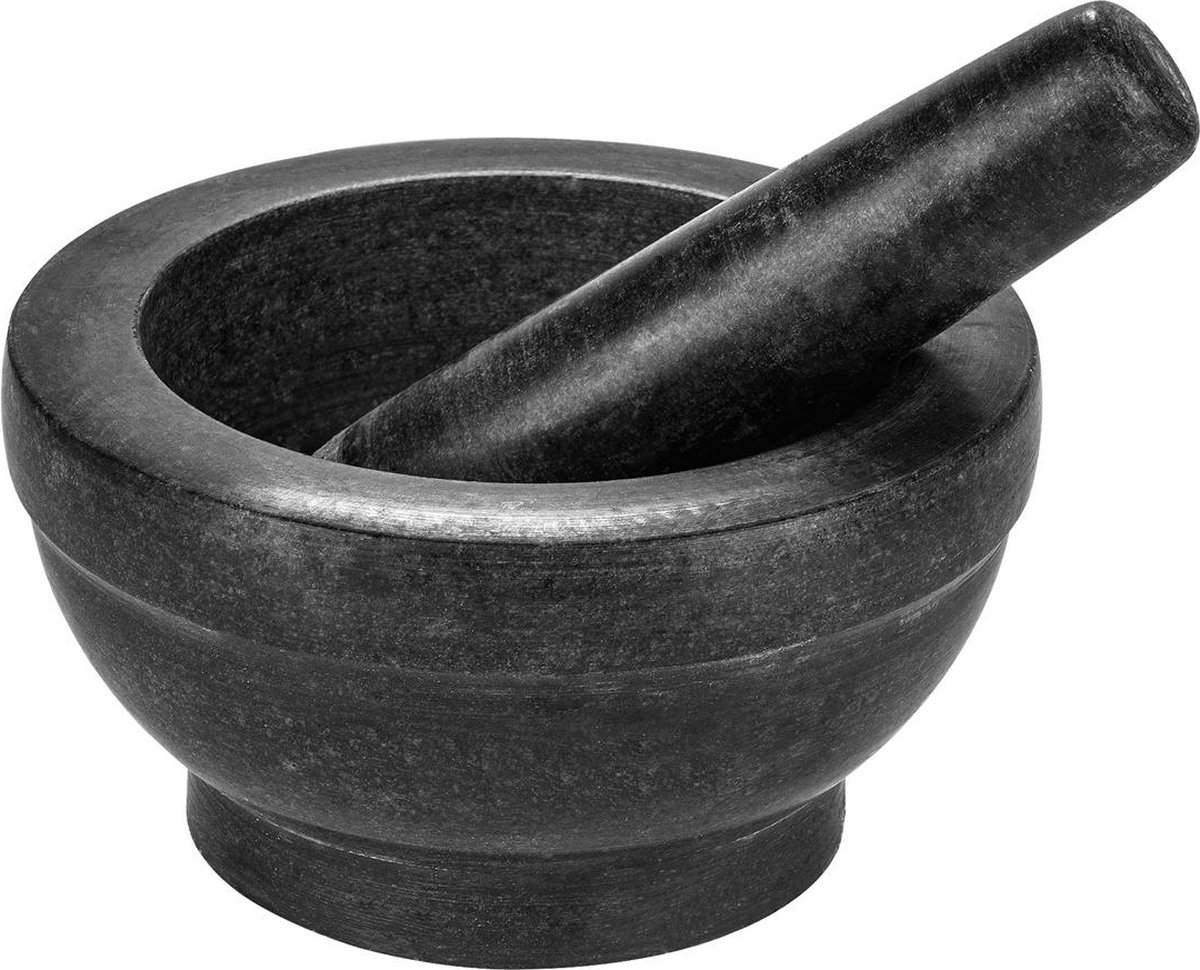 Intirilife vijzel met stamper van natuursteen graniet - 16cm diameter ...