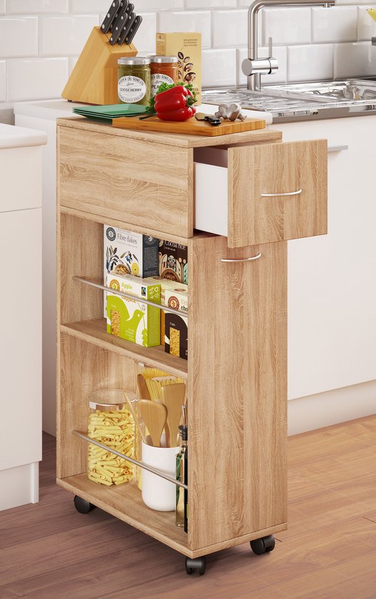 VCM Keuken Trolley Serveerwagen Niche kast Rolbare wielen Tusal Lade ...