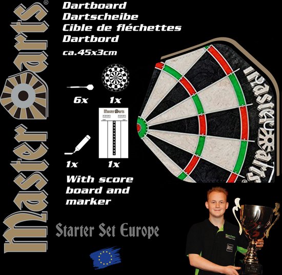 Masterdarts - Dartbord - Starterset - Scorebord - stift - en 2 sets ...