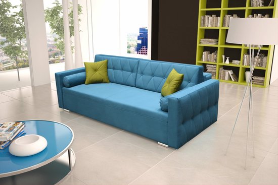 Sofa, bank met slaapfunctie, modern interieur, bank met onderstel ...