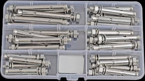 Pluggen M6 - Stalen RVS pluggen set - 30 delig - Voor beton - Bouten | bol