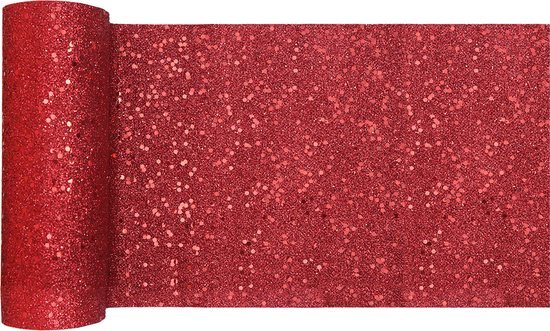 Feest tafelkleed met glitter tafelloper op rol - zwart/rood - 10 meter ...