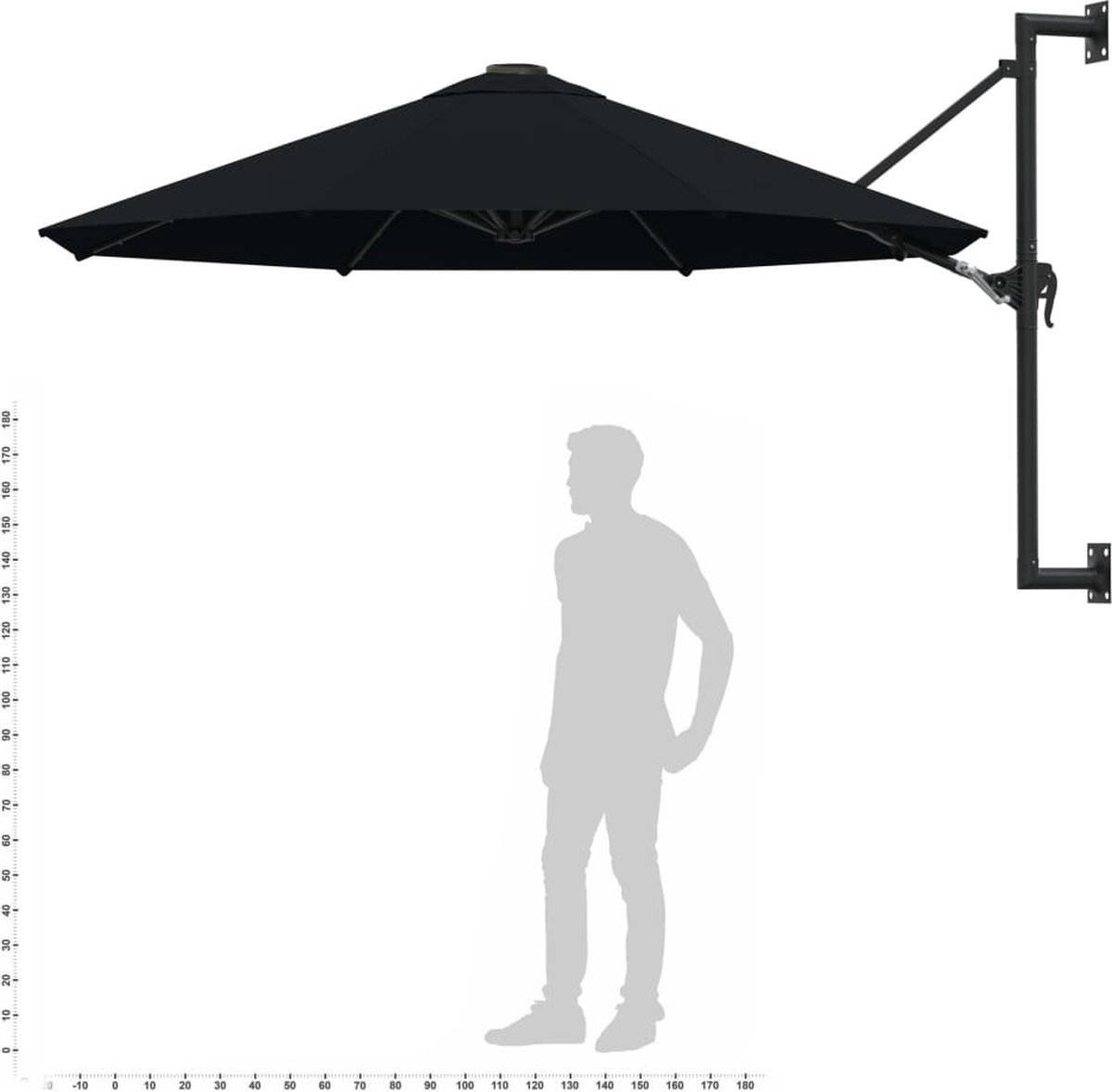 La Dolce Vita - Wandparasol met metalen paal 300 cm zwart | bol.com