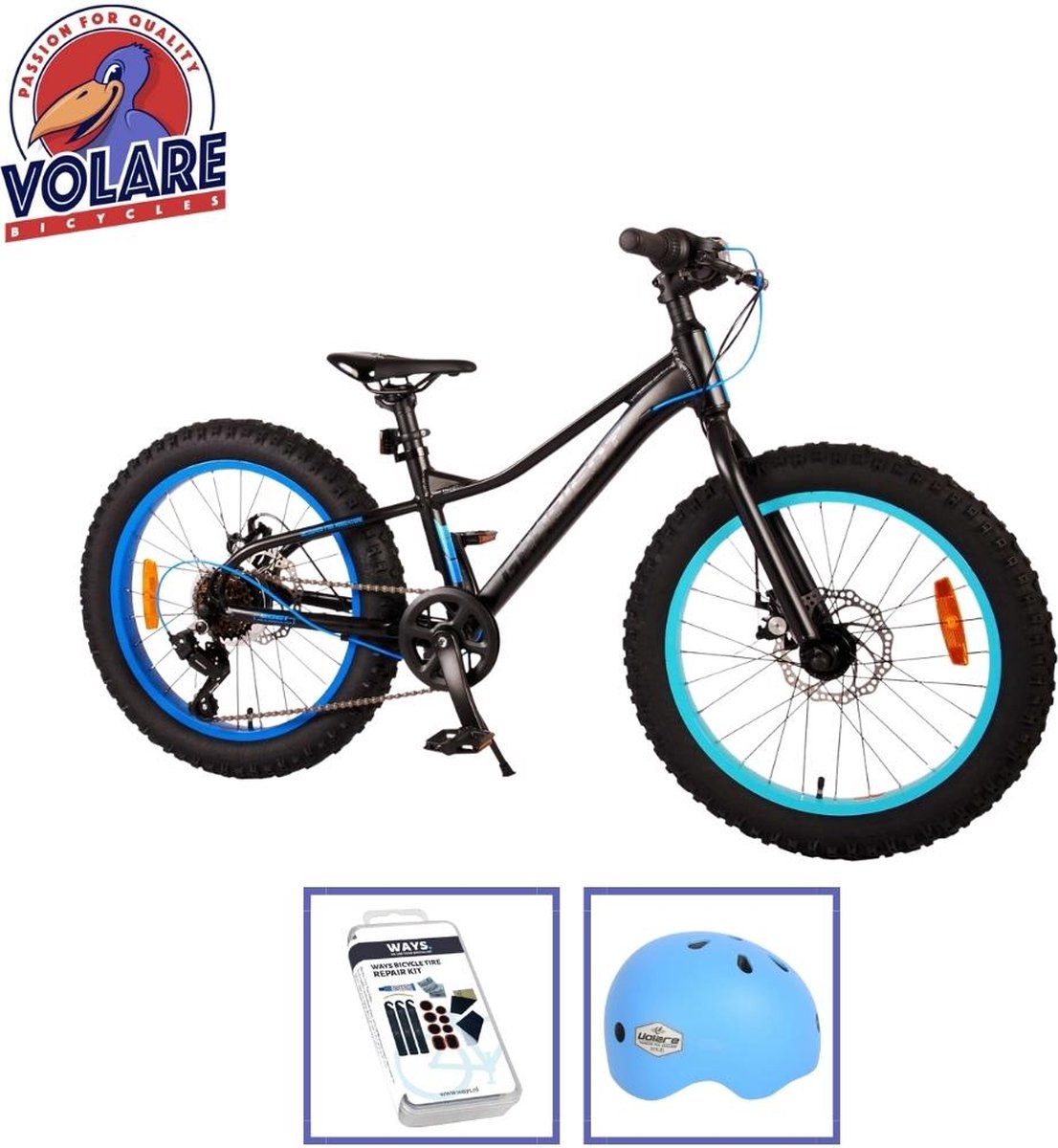 Volare Kinderfiets Gradient - 20 inch - Zwart/Blauw/Aqua - 6 ...