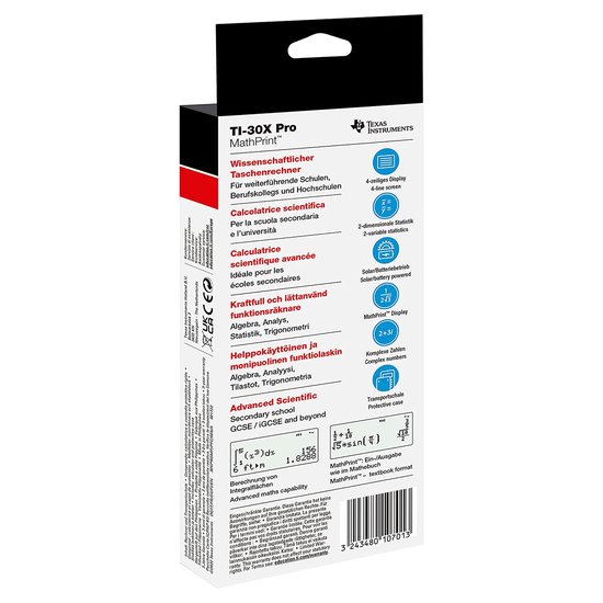 Texas Instruments TI-30X Pro MathPrint CAS Wetenschappelijke ...