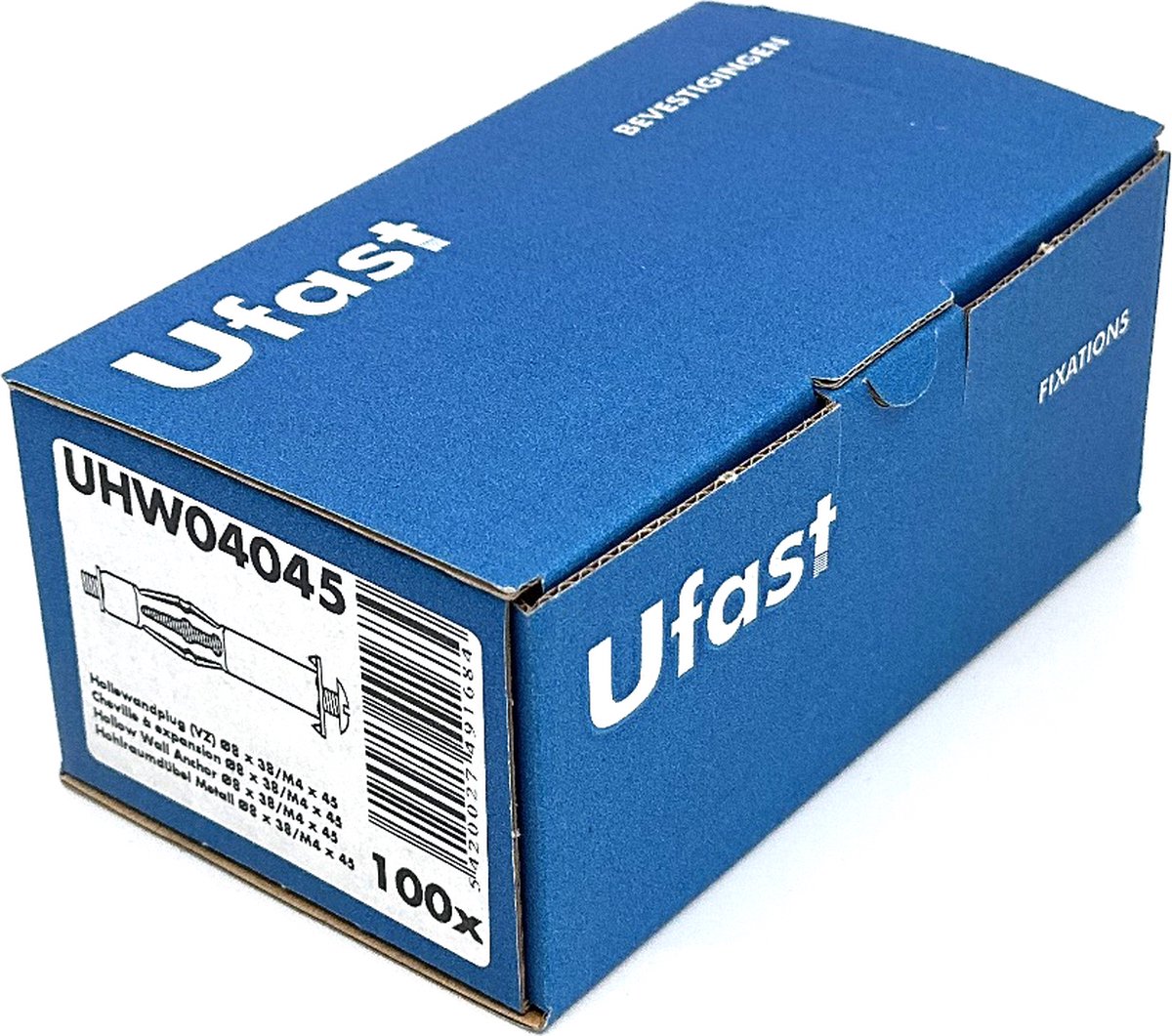 UFAST hollewandplug Ø8 x 38 mm + schroef M4 x 45 mm - Verzinkt - 100 ...