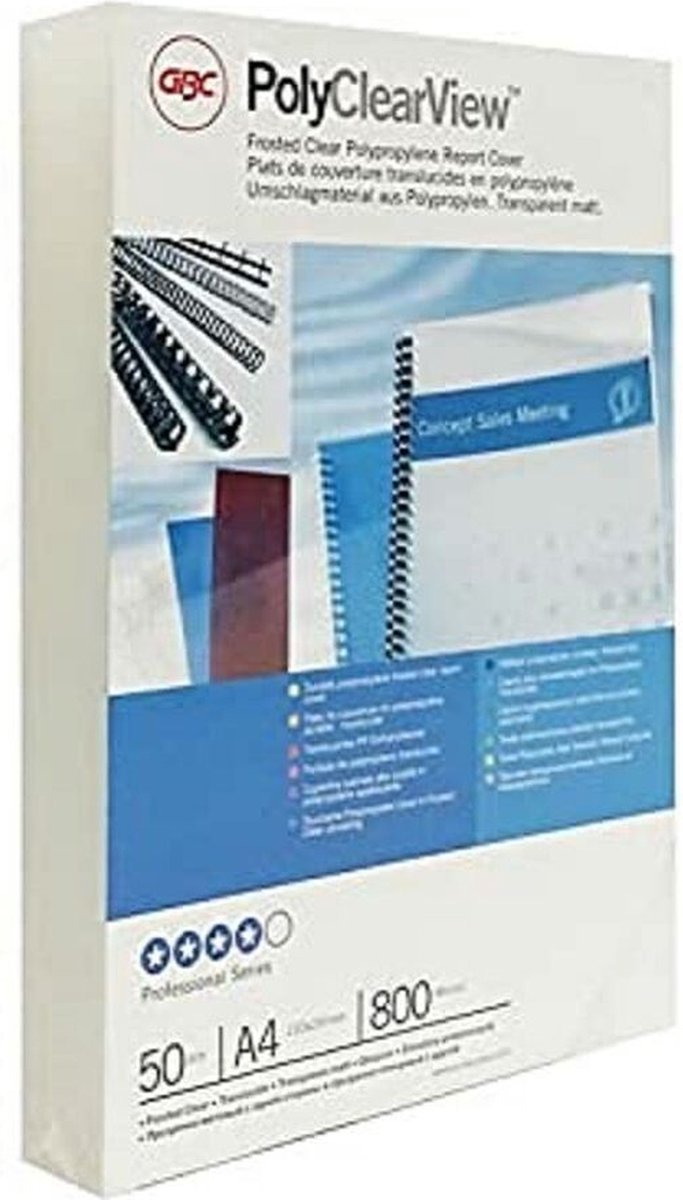 Dekbladen voor inbinden GBC PolyClearView 50 Stuks Transparant A4 ...