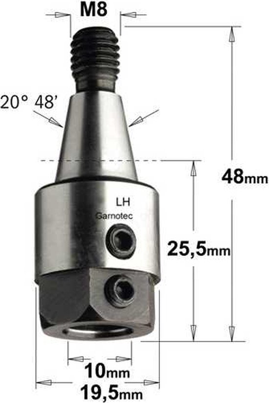 CMT - Boorhouder met centreerconus 20° 48', links - Snijgereedschappen ...