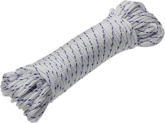 Serviprof gevlochten koord - Ø 3 mm x 20 mtr - Polypropyleen - Wit / blauw | bol