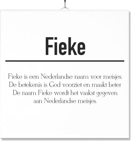 Tegel Met Opdruk | Betekenis | Kado | Cadeau | Met Naam - Fieke | bol.com