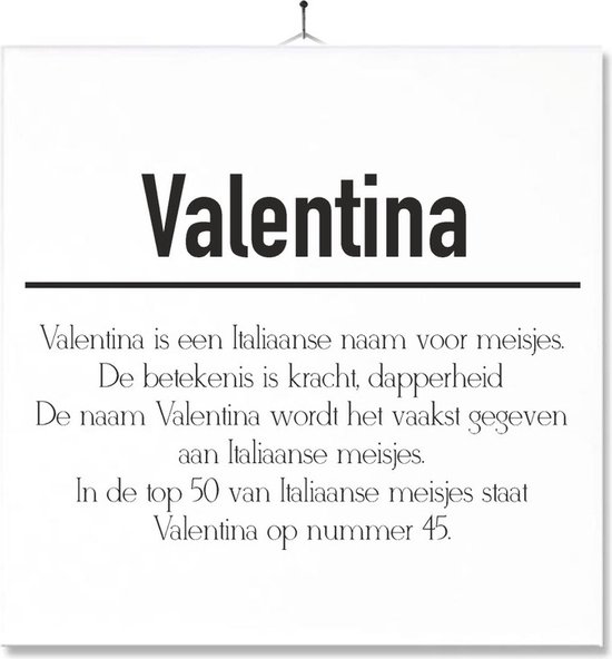 Tegel Met Opdruk | Betekenis | Kado | Cadeau | Met Naam - Valentina | bol.com