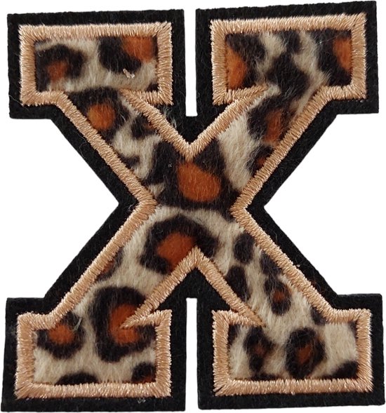 Strijk Embleem Alfabet Patch - Letter X - Panterprint - 6cm hoog ...