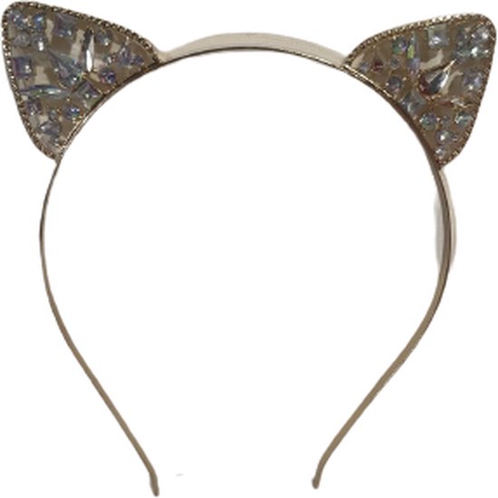 Diadeem Met Kattenoortjes - katten Oren - Zilver - Metaal met Strass ...