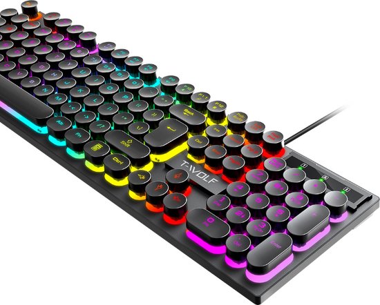 Gaming Combo Set - Membraam Toetsenbord & Muis - Keyboard - Retro stijl ...