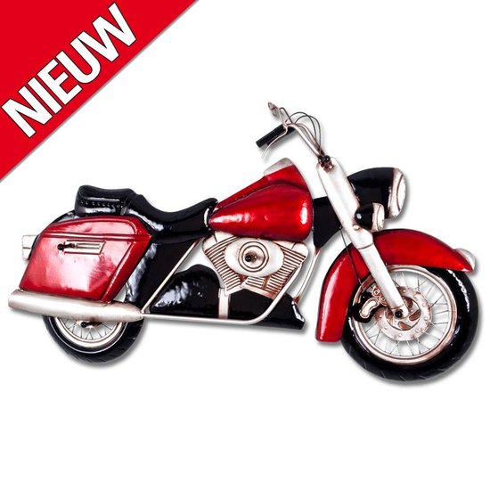 HakuShop Wandkapstok | Rood Staal | Rode motor | Vintage | 99x8x52 | bol