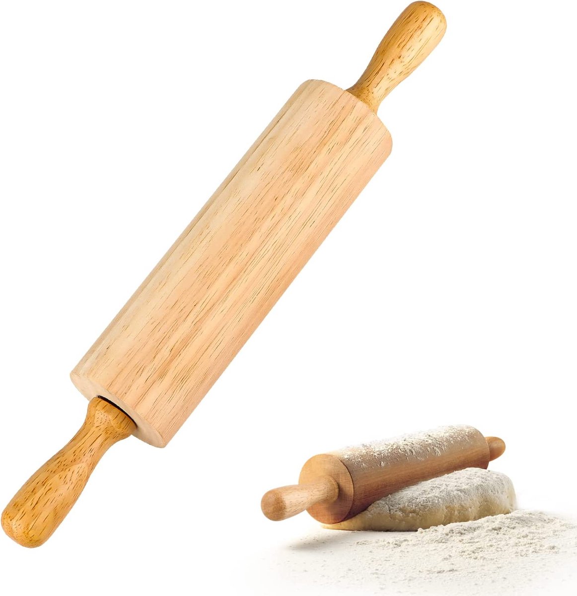 Deegroller hout – houten deegroller - rolhout | bol.com
