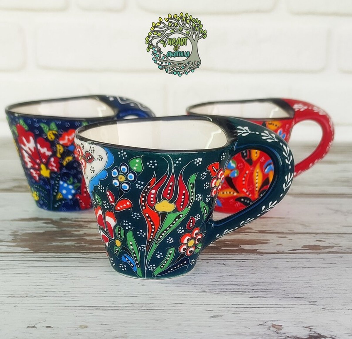 Handgemaakte keramische koffiemok | Groot handvat Aardewerk Mok ...